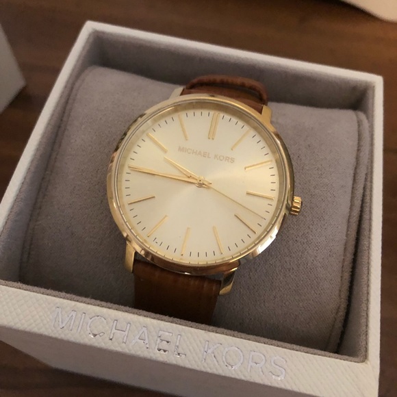 Michael Kors | Accessories | New With Tags Mk Jaryn Gold Brow Leather ...